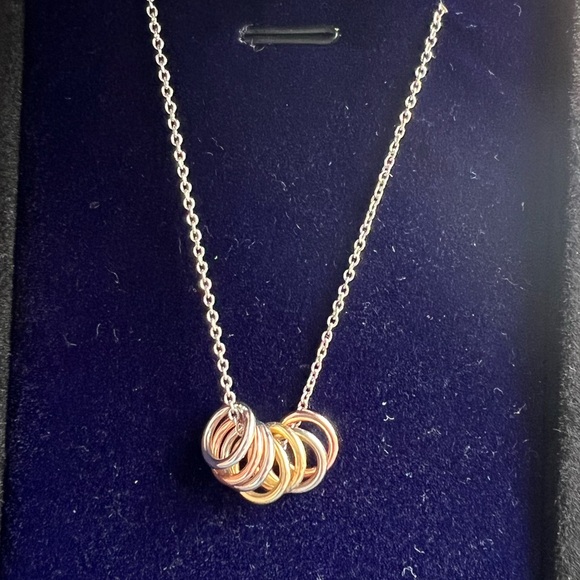 Jewelry | Silver Rose Gold And Gold Loop Necklace | Poshmark